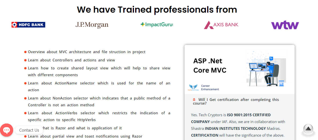 ASP Dot Net Training Course | Tech Cryptors 2025