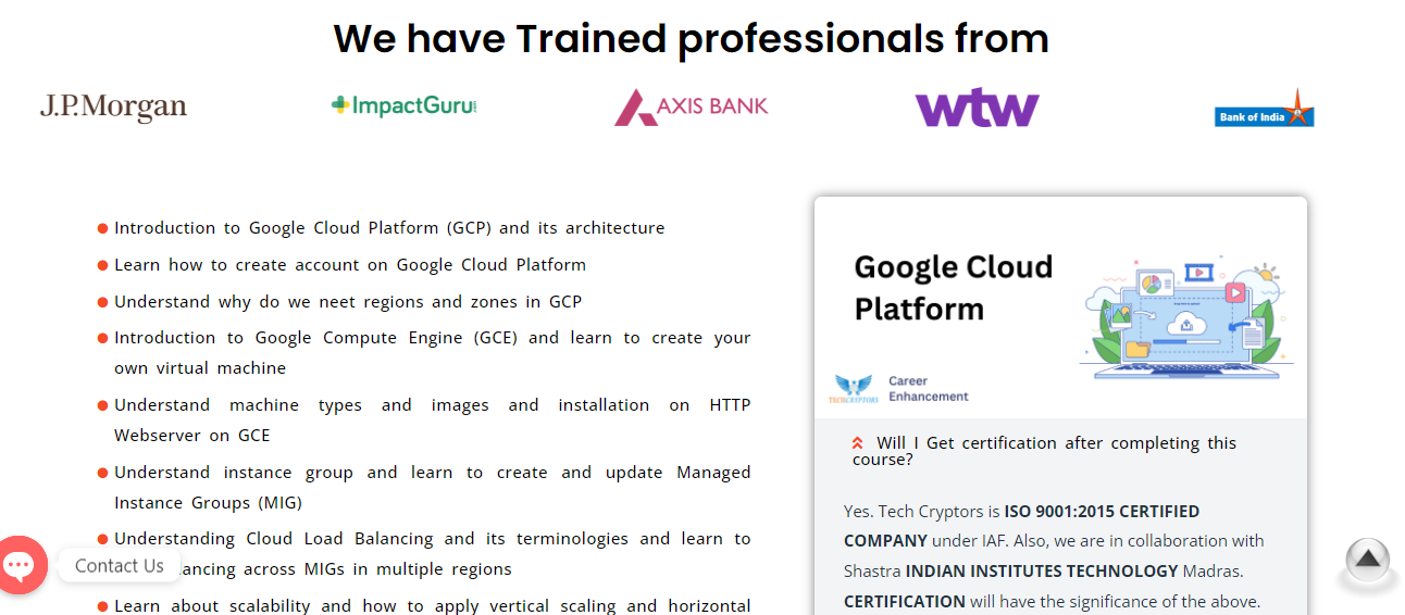 Google Cloud Platform Training Course | Tech Cryptors