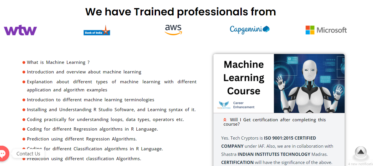Machine Learning Training Course | Tech Cryptors Machine Learning Training Course | Tech Cryptors